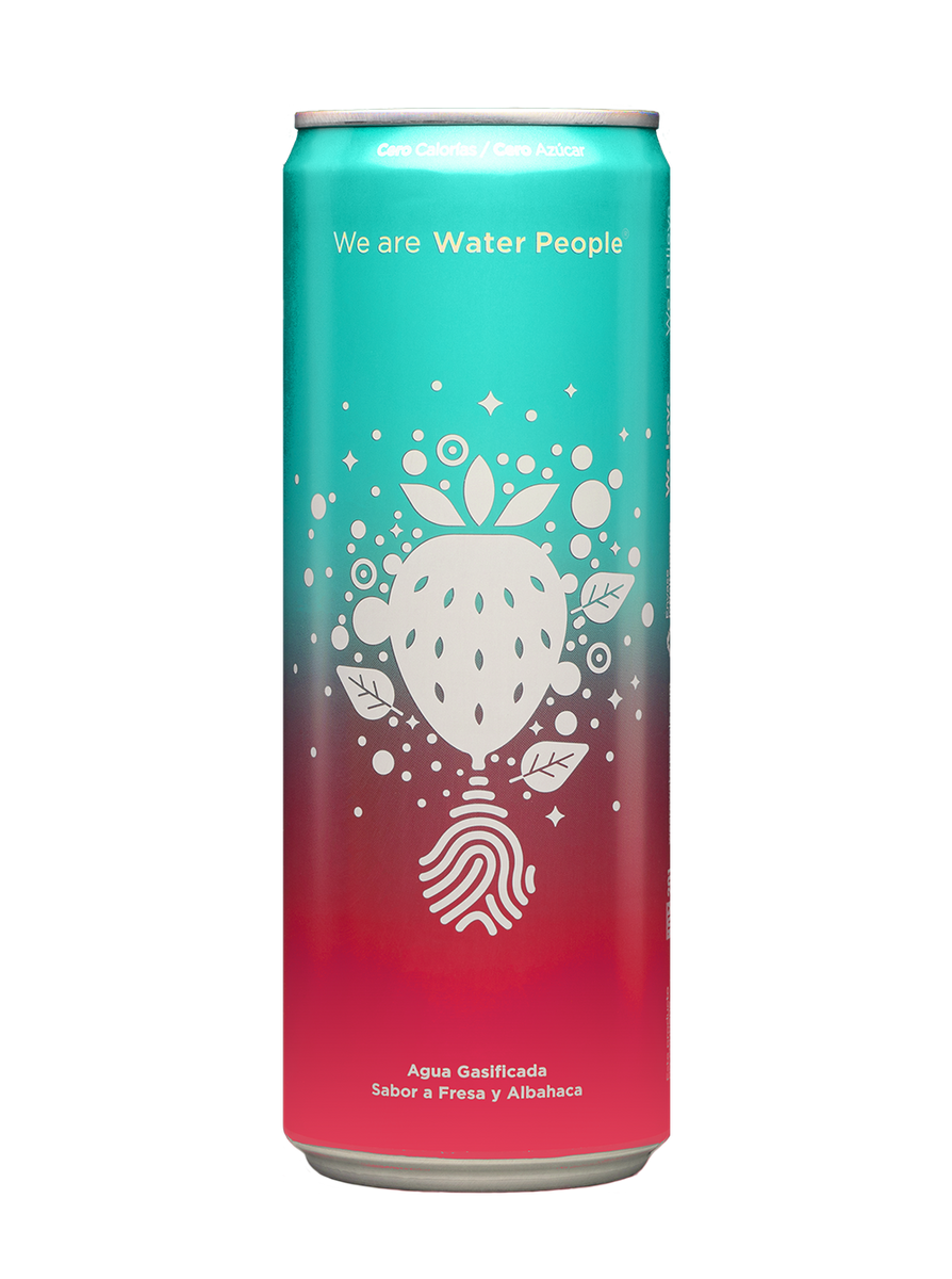 Agua Gasificada Sabor Fresa y Albahaca - Pack de 24 latas de 355 ml ...